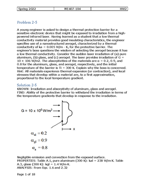 ME407 104 HW4 solution - Homework - Exact Solutions Problem 4-5 ...