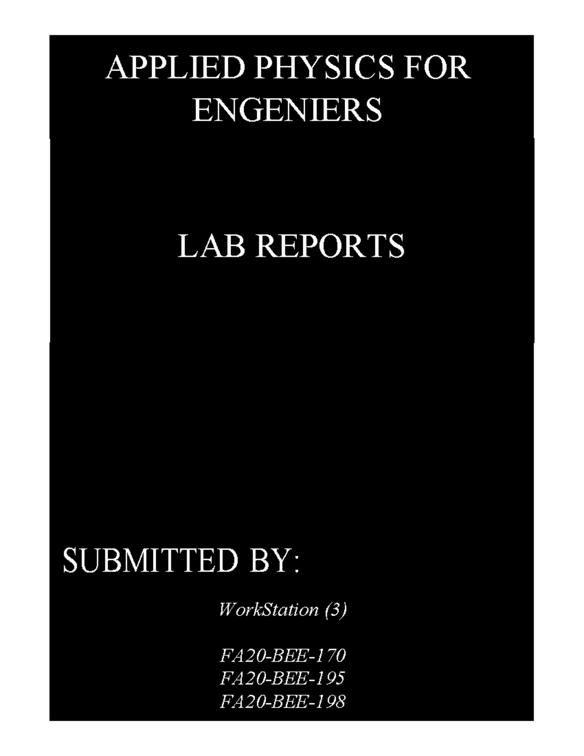 Full Lab Manual - APPLIED PHYSICS FOR ENGENIERS LAB REPORTS SUBMITTED ...