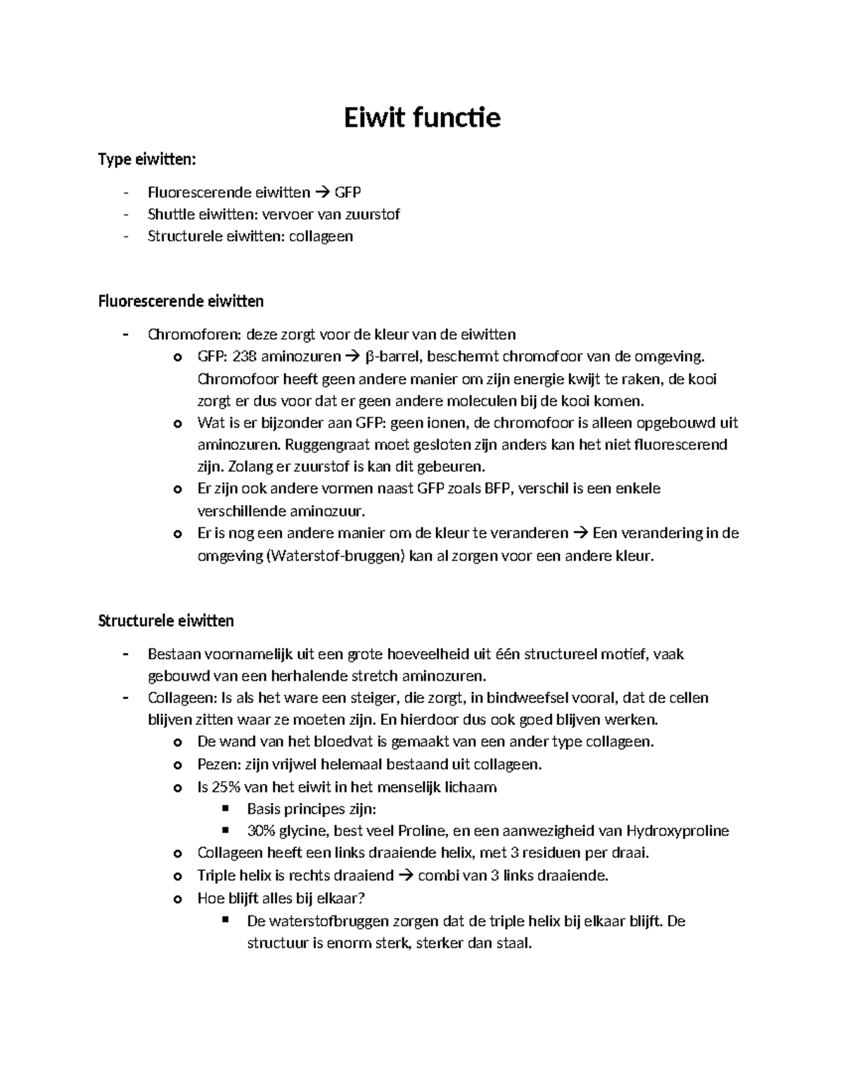 Hoofdstuk 3 - Proteine functie - Eiwit functie Type eiwitten ...