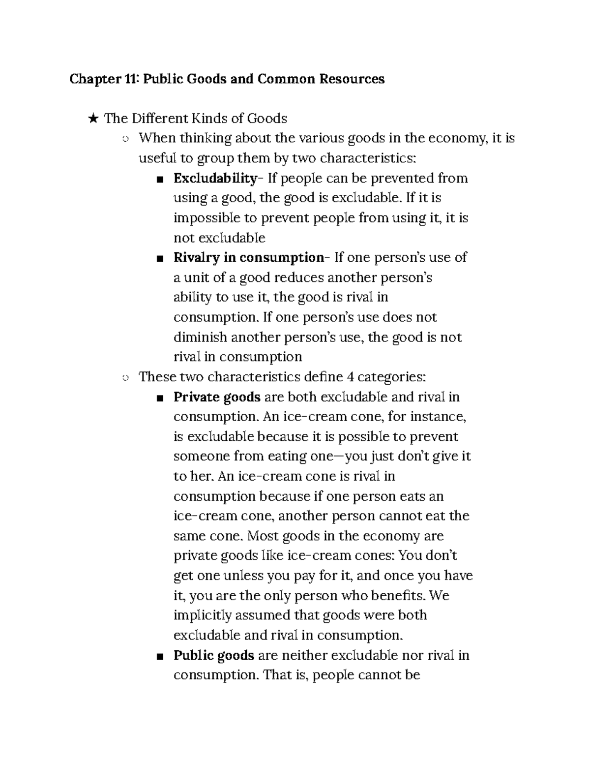 Chapter 11 Public Goods and Common Resources - Chapter 11 Public Goods and Common Resources ...