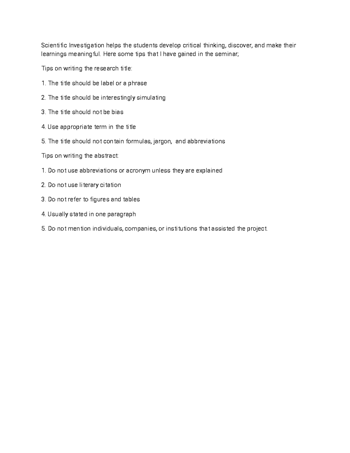 Tips on Writing SIP - - Studocu