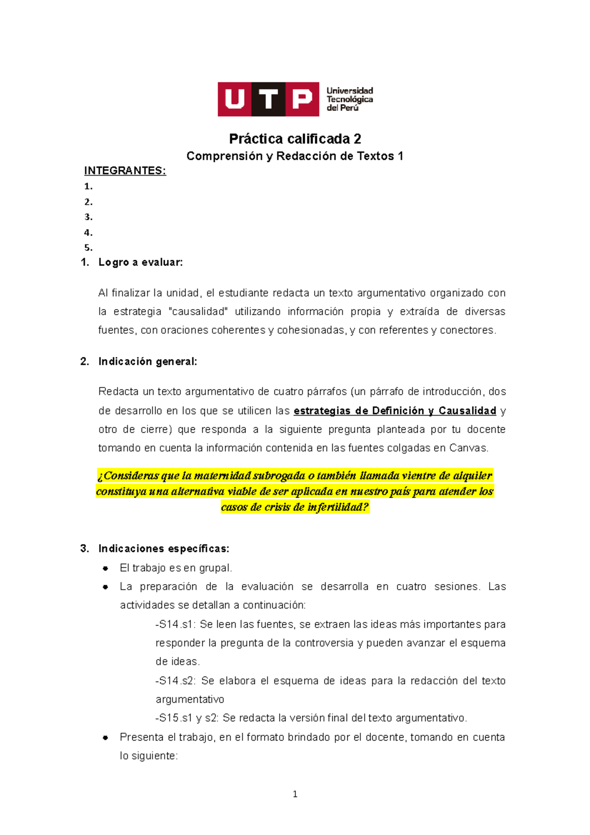GC N01I PC2Consigna 22C1M (F) - Práctica calificada 2 Comprensión y Redacción de Textos 1 - Studocu