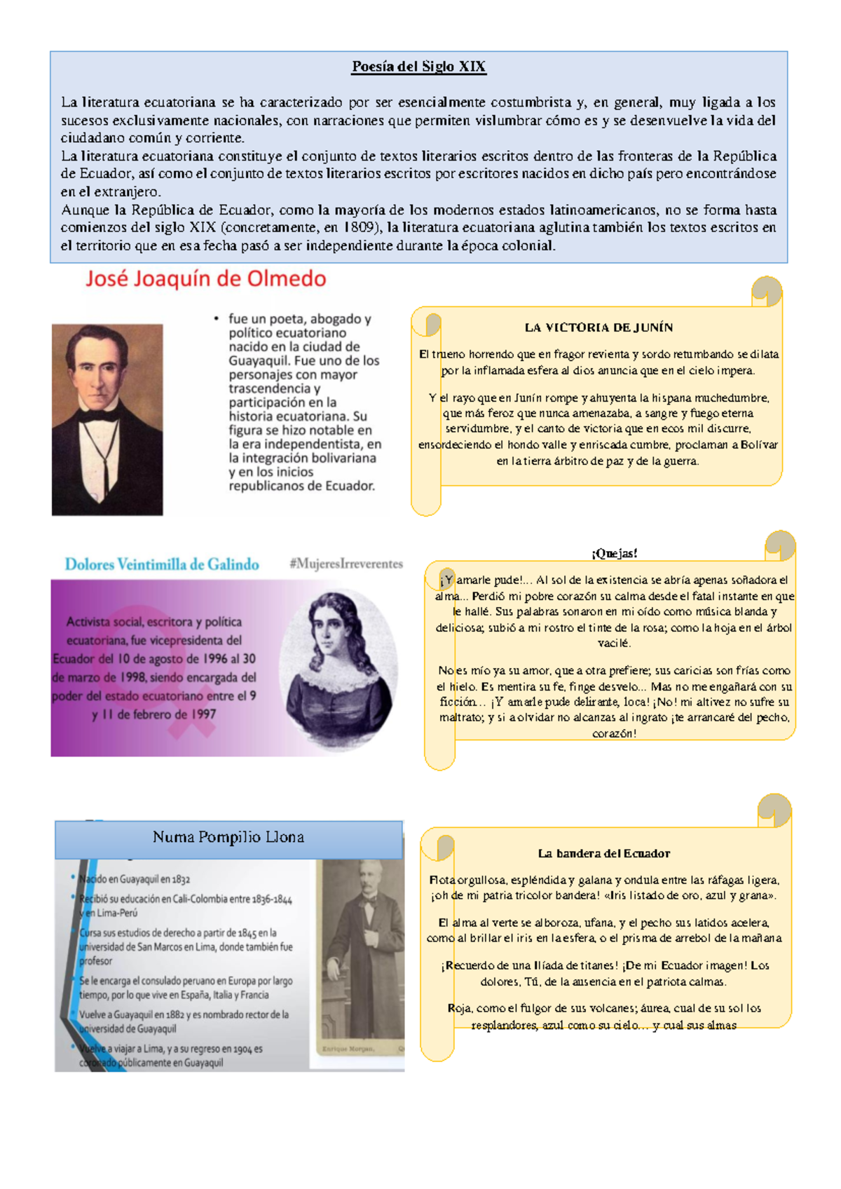 Poesía José Joaquín de Olmedo_Dolores Veintimilla_Numa Pompilio Numa ...