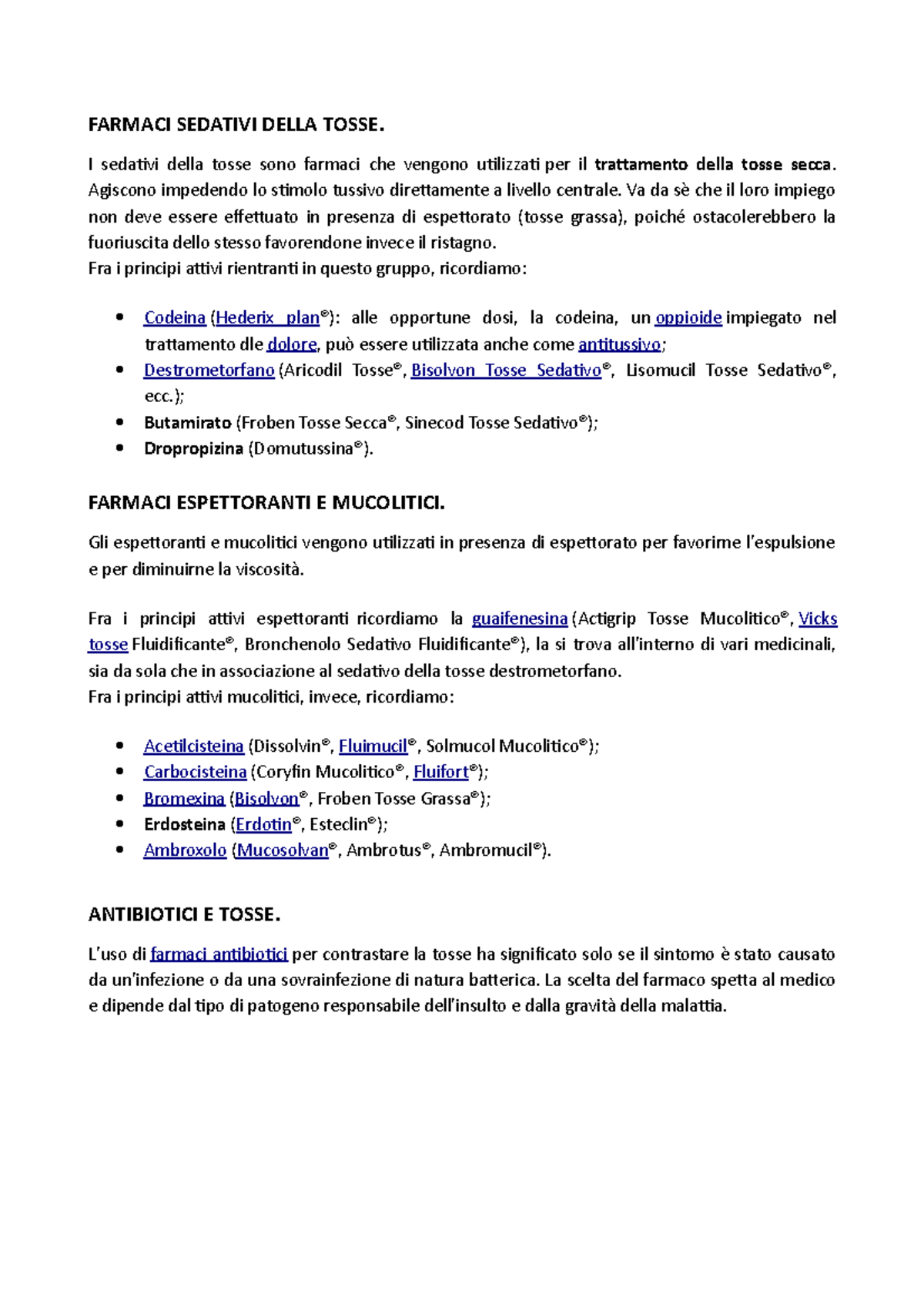 Farmaci Sedativi della Tosse - FARMACI SEDATIVI DELLA TOSSE. I sedativi ...