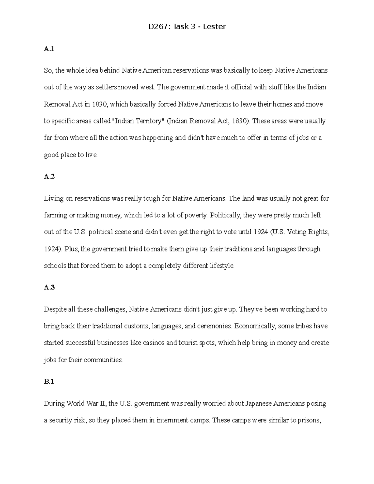 D267 - Task 3 - Assignment - A. So, the whole idea behind Native ...