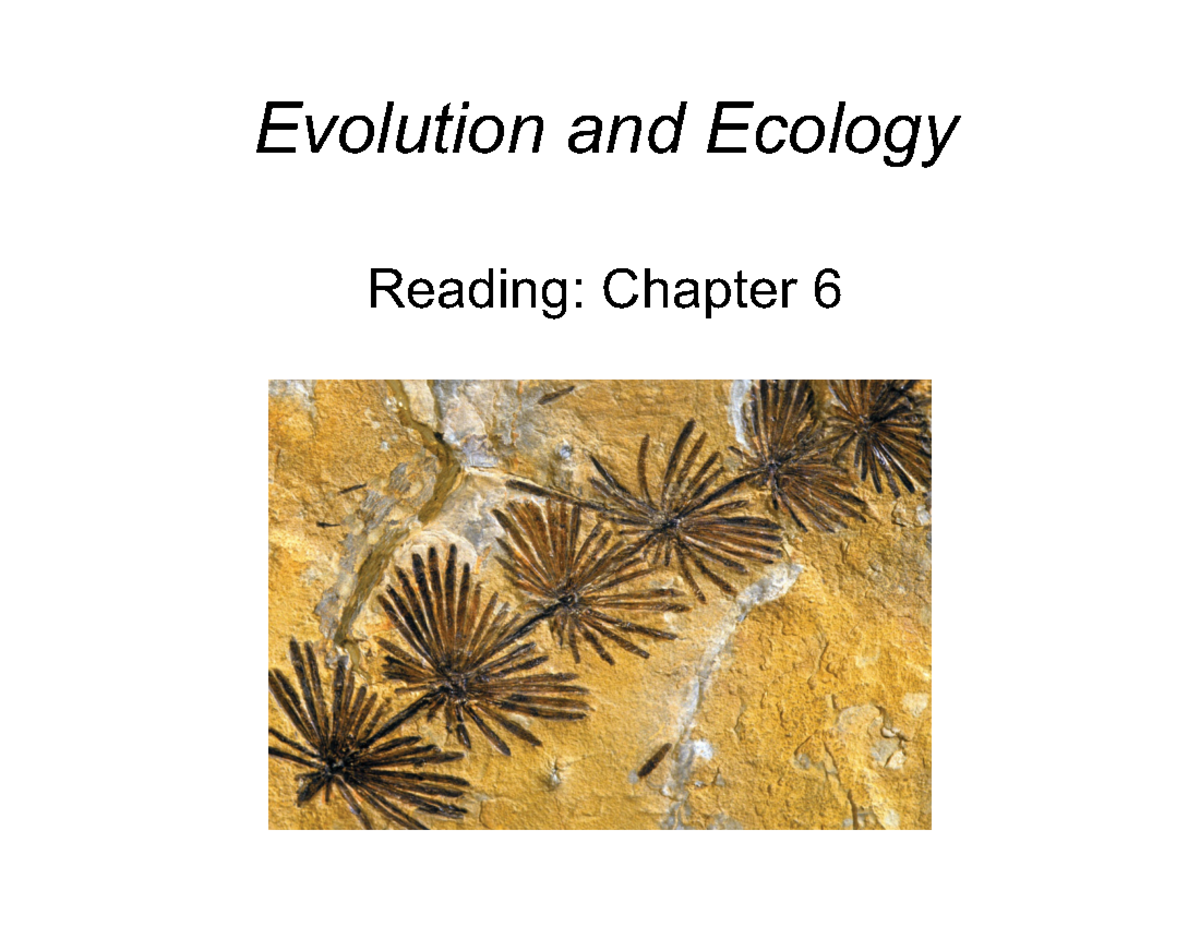 Lecture 6 Evolution and Ecology 2021 - Evolution and Ecology Reading ...