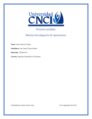Proyecto Modular Investigacion de Operaciones - Proyecto Modular Tutor ...