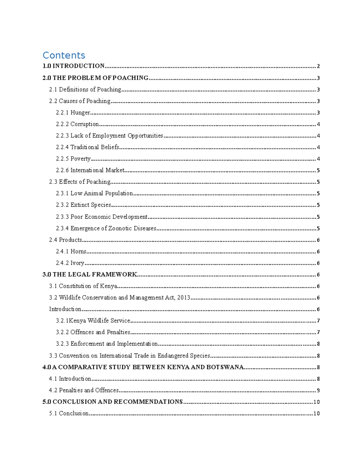 Poaching Reserch Paper - Contents 1 - Studocu
