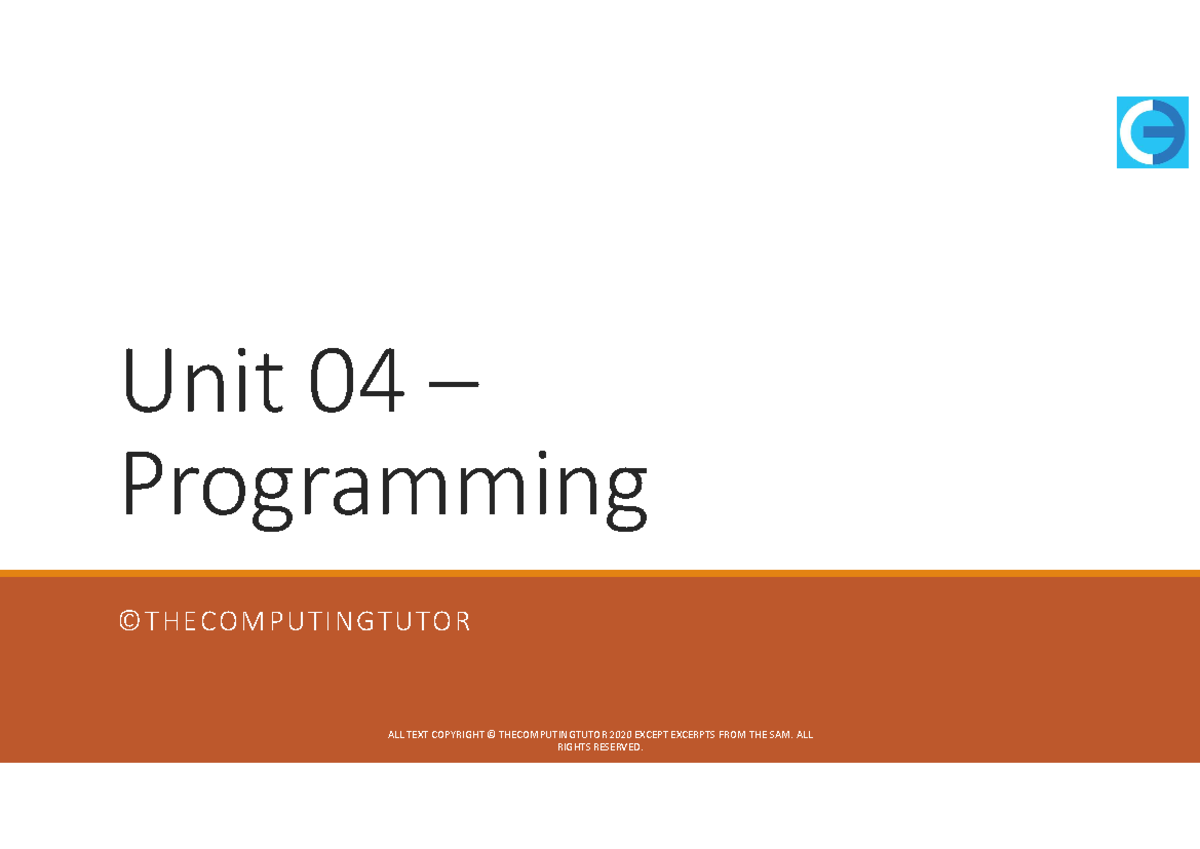 Decomposition - Unit 04 – Programming ©THECOMPUTINGTUTOR ALL TEXT ...