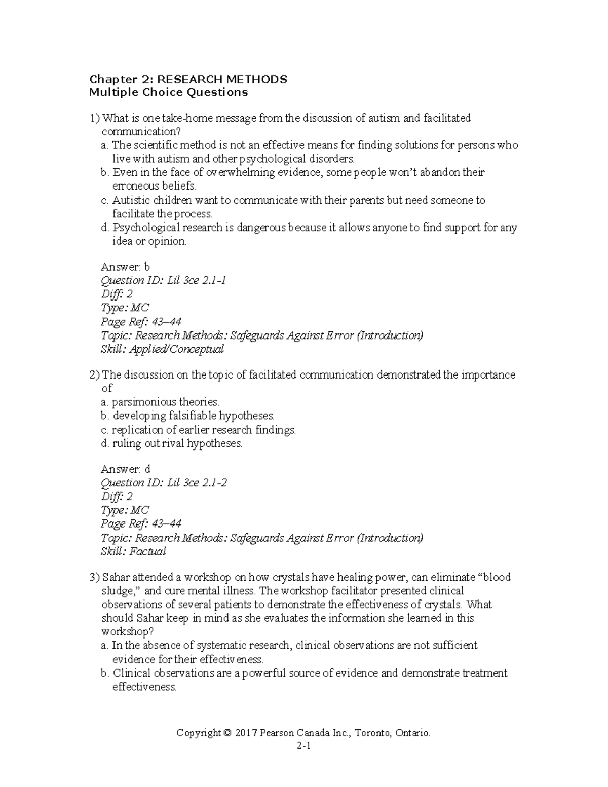02 2020, questions and answers - Copyright © 2017 Pearson Canada Inc ...