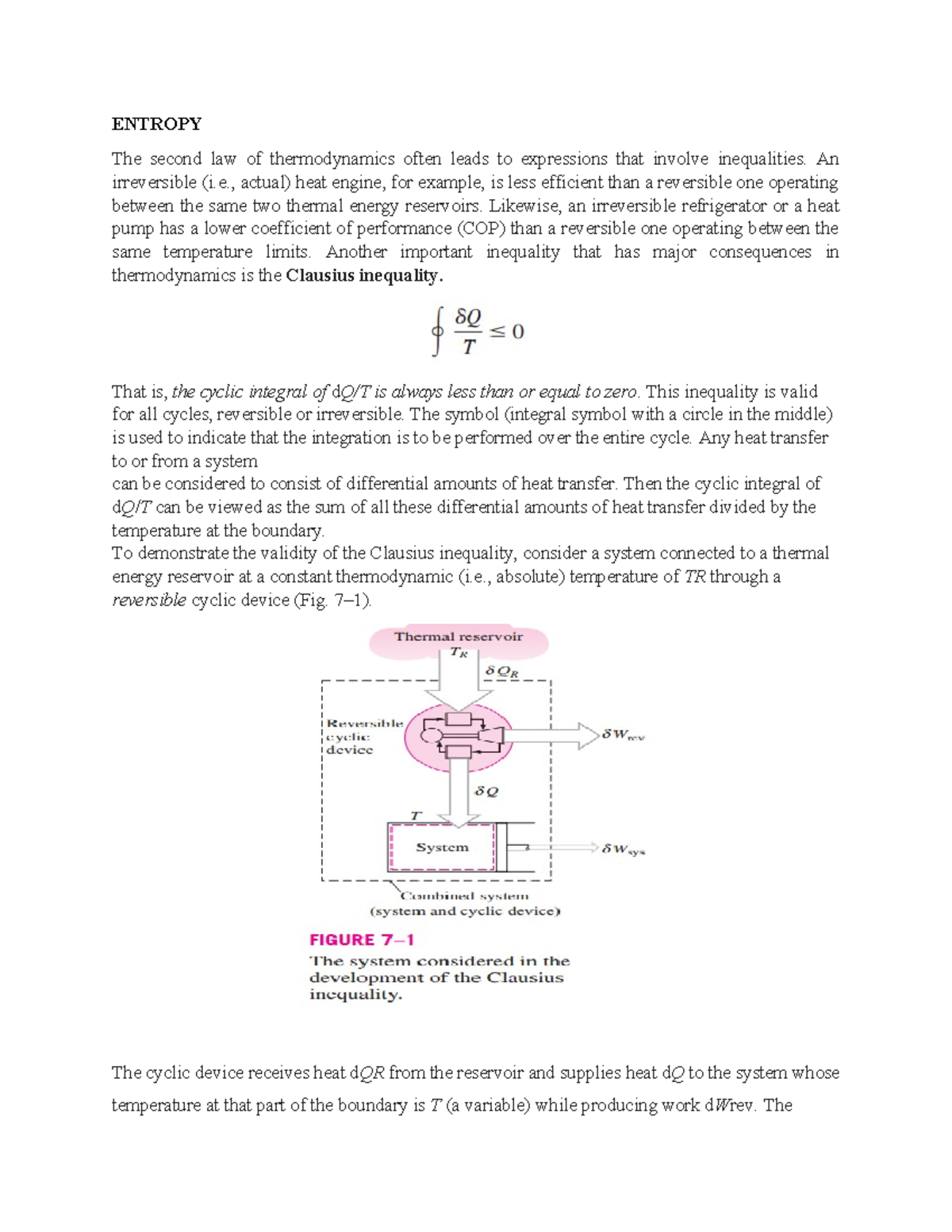 Entropy - nice lecture note - ENTROPY The second law of thermodynamics ...