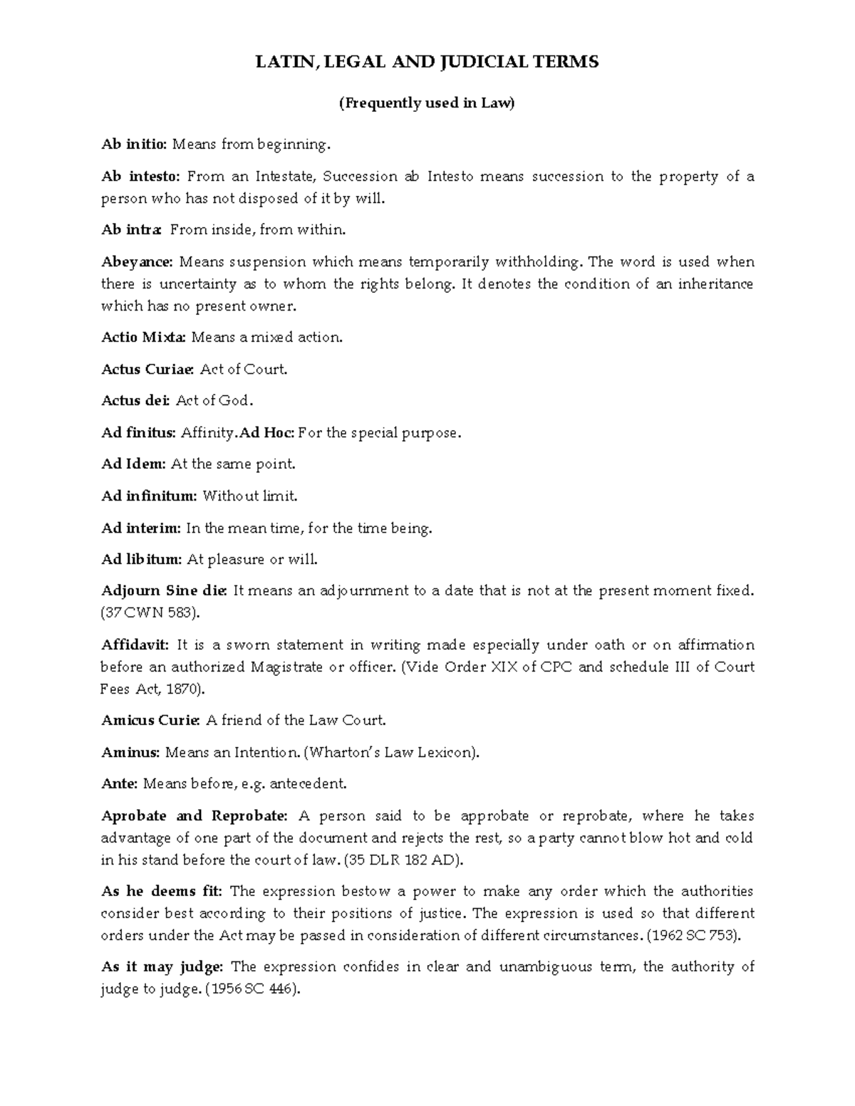 Latin, Legal AND Judicial Terms - LATIN, LEGAL AND JUDICIAL TERMS ...