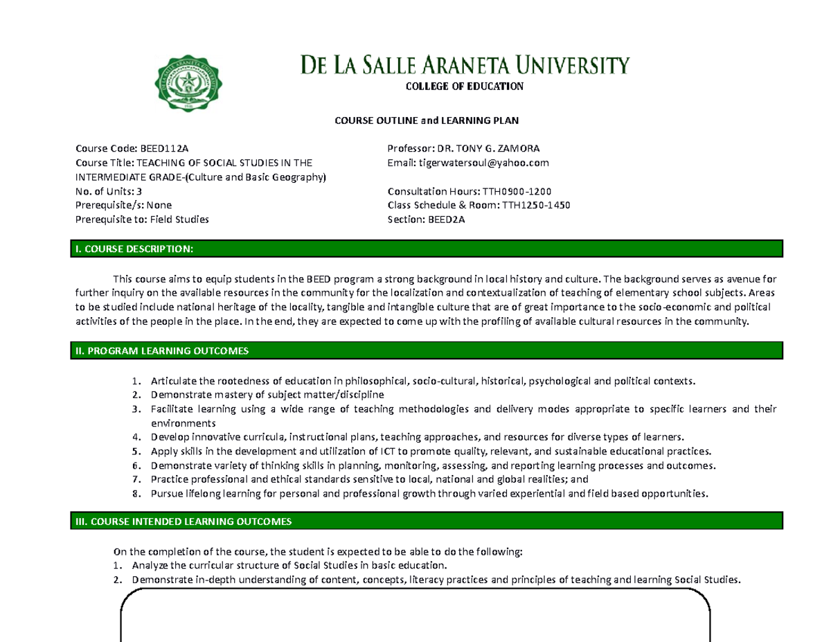 3T2122 Syllabus TSS2 - Course outline and learning competencies for ...