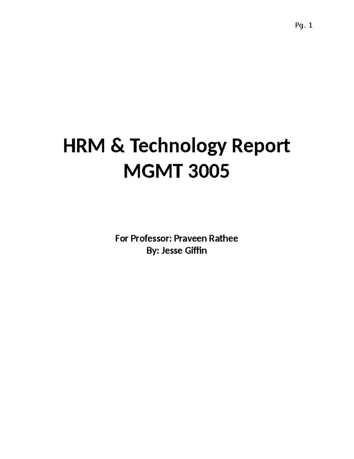 HRM Technology Report - HRM & Technology Report MGMT 3005 For Professor ...