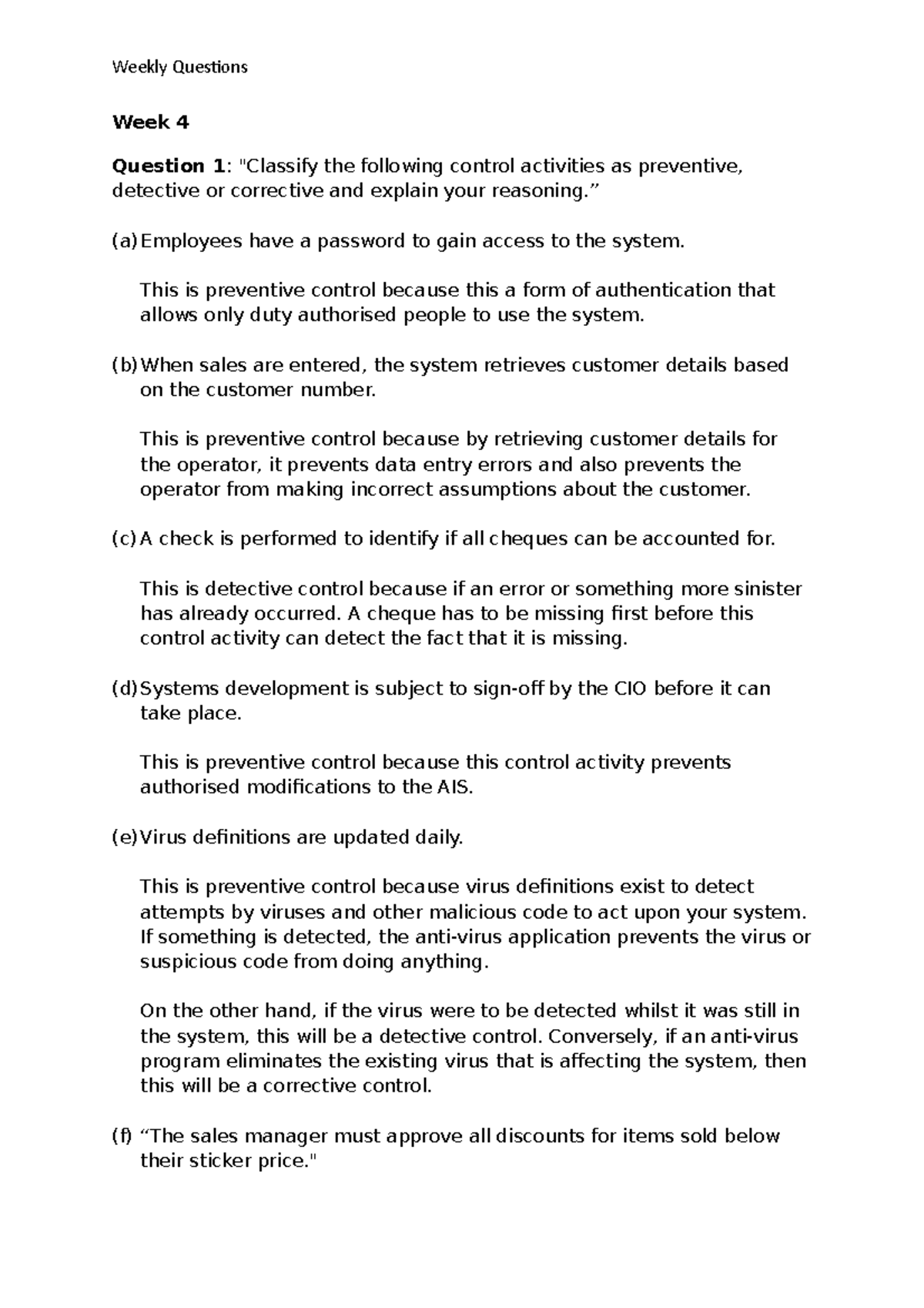 ACCG250 WEEK 4 Tutorial Questions - Weekly Questions Week 4 Question 1 ...