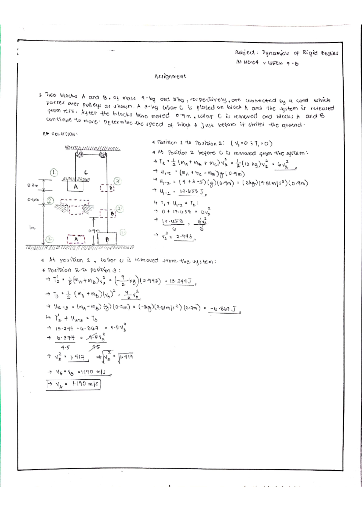 Dynamics As#4 - worded problem - Mechanical Engineering - NVSU - Studocu