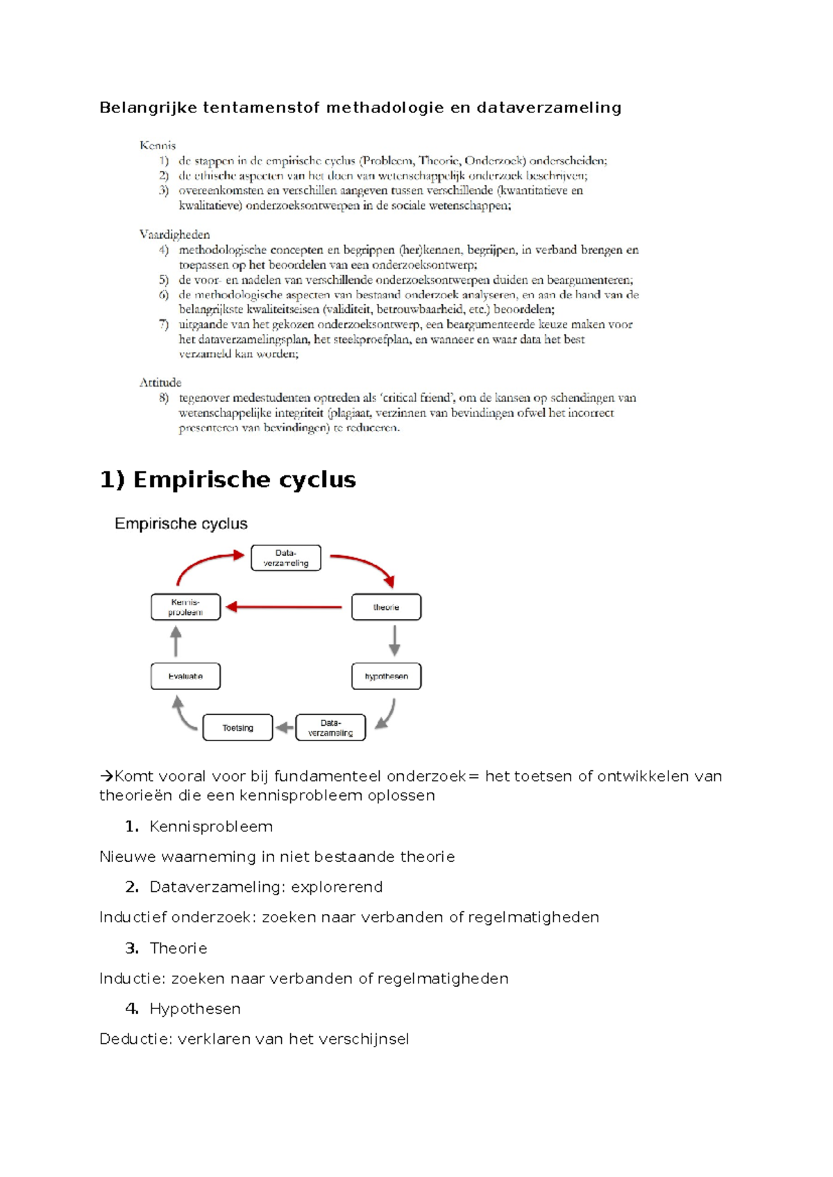 Belangrijke tentamenstof methadologie en dataverzameling ...