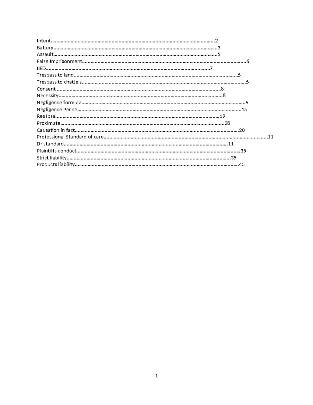 Torts Outline - - Studocu