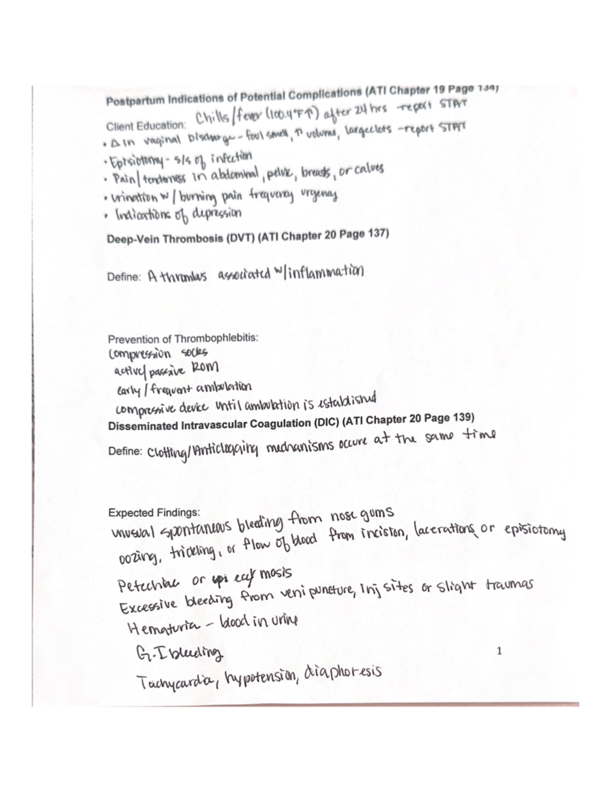 Deep-Vein Thrombosis (DVT) (ATI Chapter 20 Page 137) - Postpartum ...