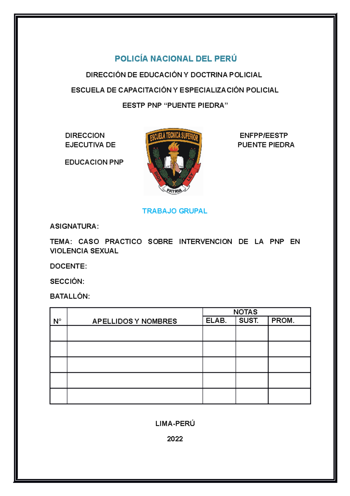 CASO Intervencion PNP Violacion - POLICÍA NACIONAL DEL PERÚ DIRECCIÓN ...