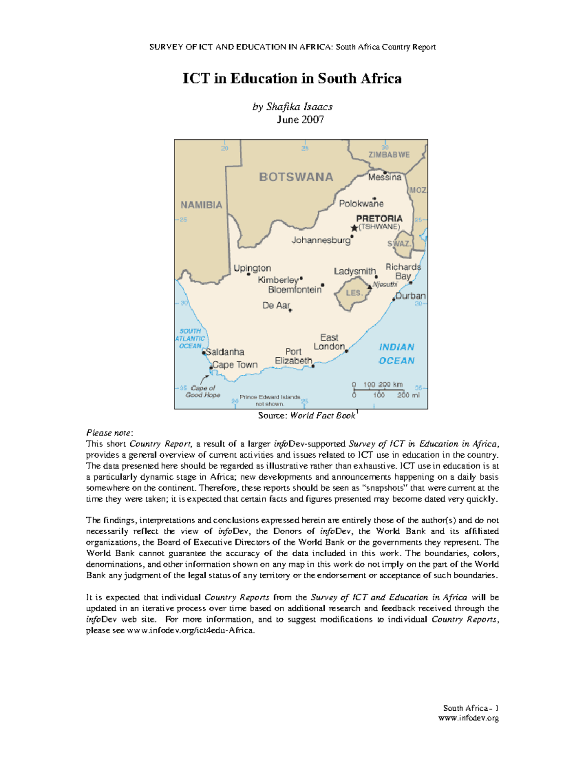 Ict in education in south africa - South Africa - 1 ICT in Education in ...