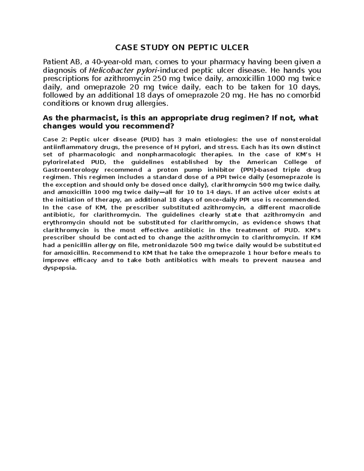 PEPTIC ULCER AND IBD CASE STUDY - Physiotherapy - TNMGRMU - Studocu