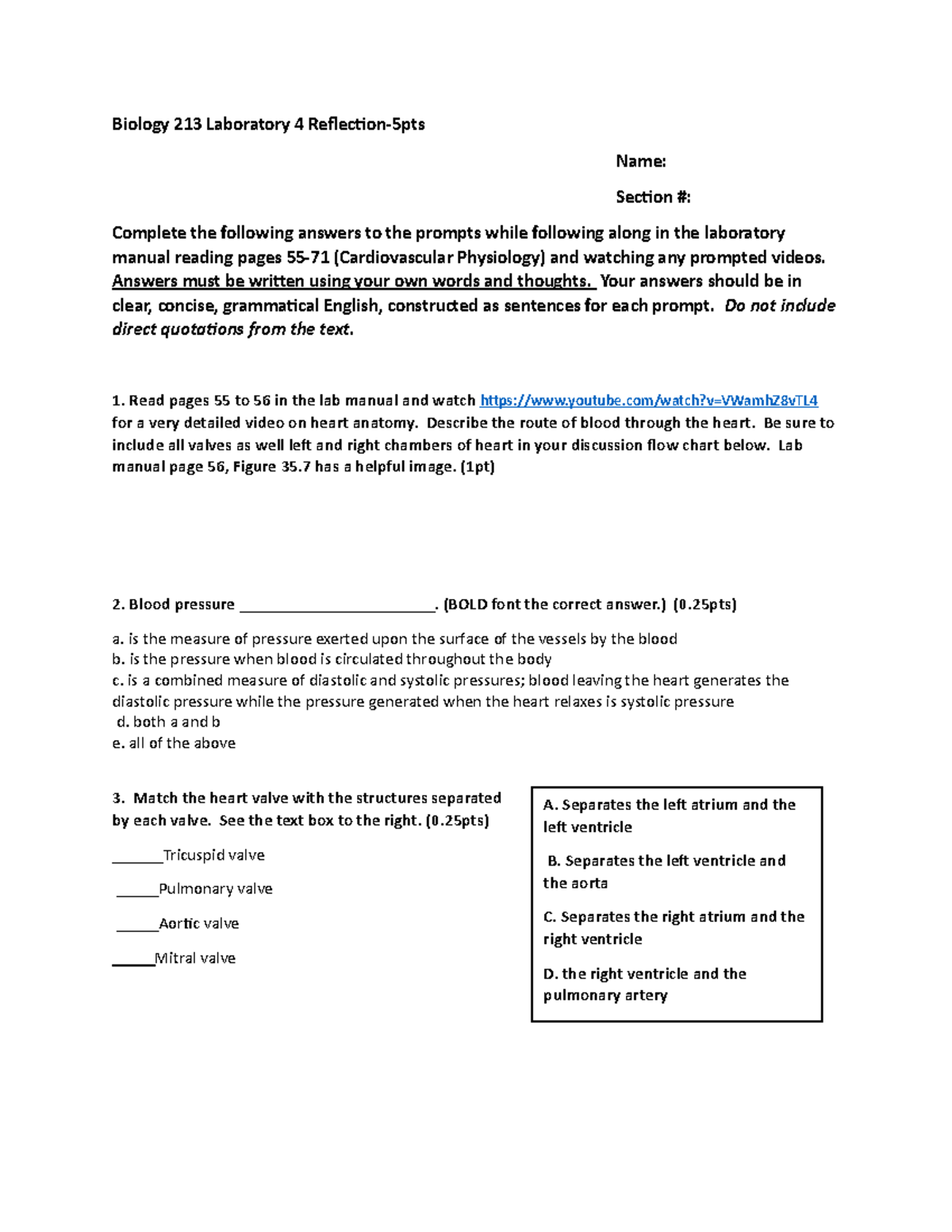 Biology 213 Laboratory 4 Reflection SPR23 Student - Biology 213 ...