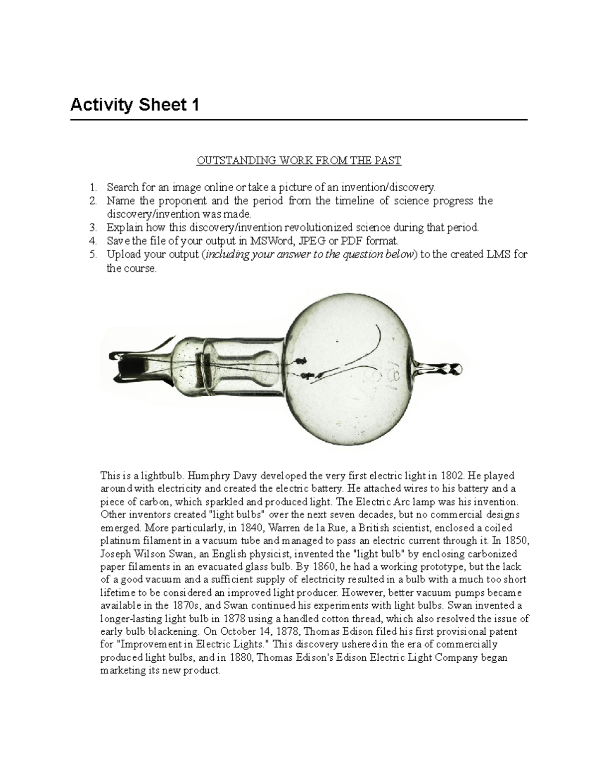 Activity 1- Science, Technology and Society - Activity Sheet 1 ...