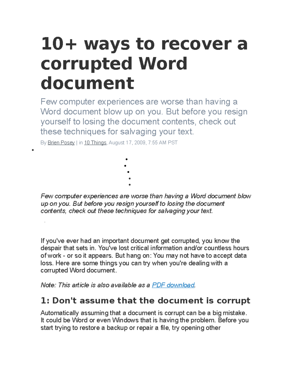10 way to recover a Office file - 10+ ways to recover a corrupted Word ...