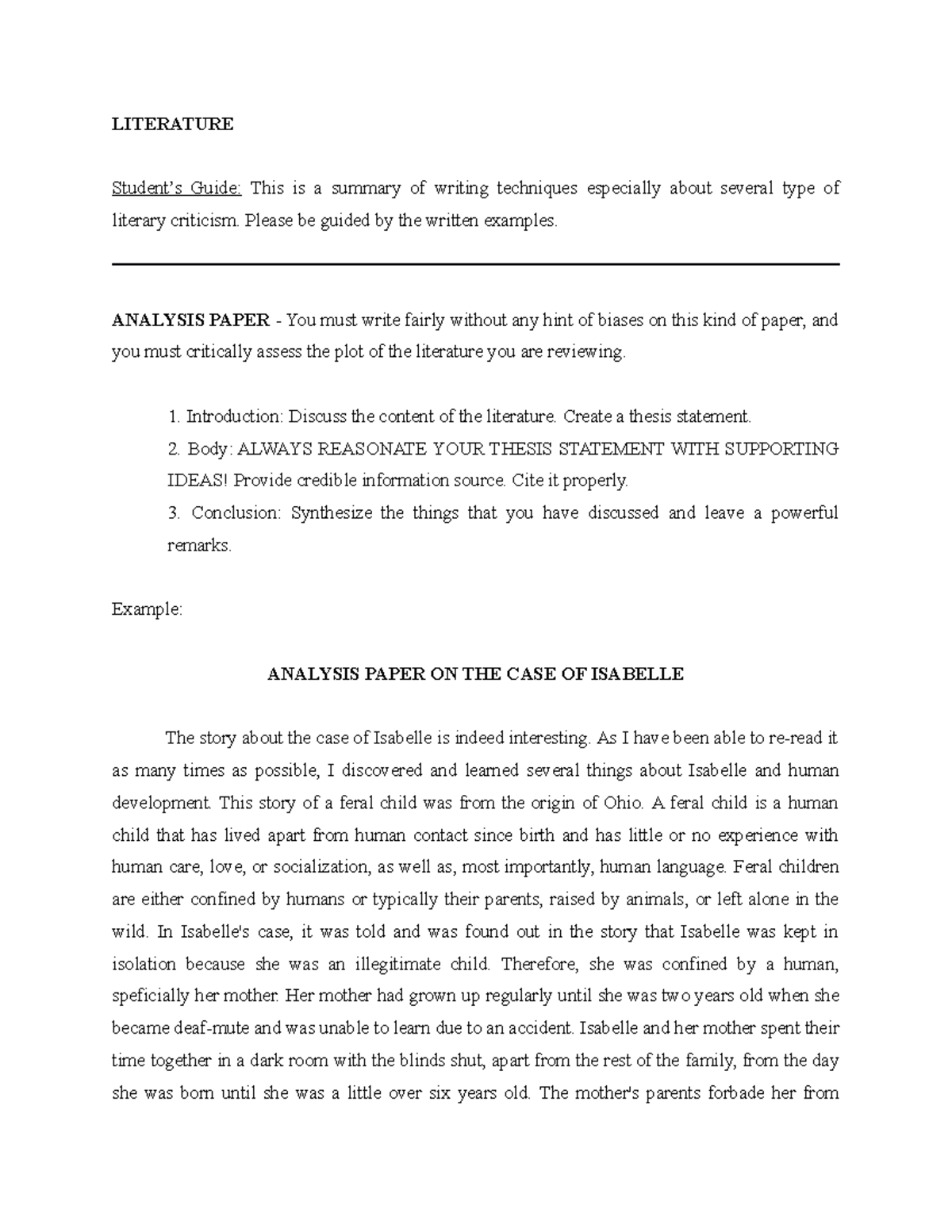 Literature - This is a summary of writing techniques especially about ...