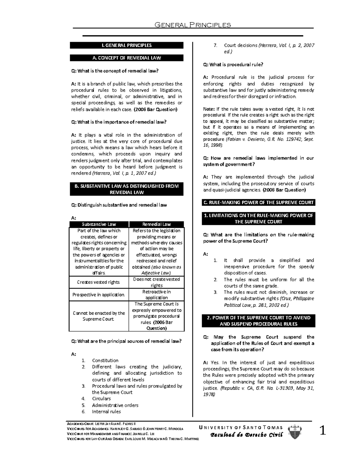 UST Golden Notes Civil Procedure Remedial Law General Principles ...