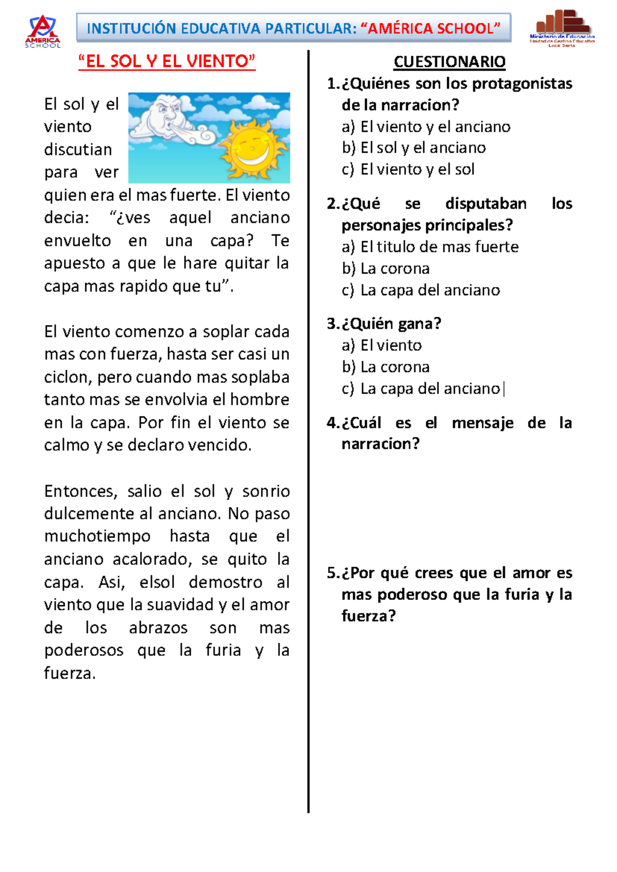 23 Fabula EL SOL Y EL Viento - INSTITUCIÓN EDUCATIVA PARTICULAR ...