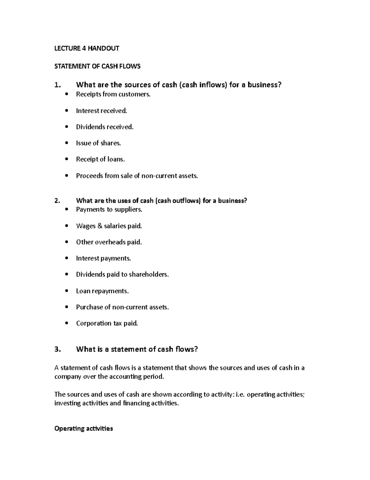 Lecture-4-Handout - handouts of lecture4 - LECTURE 4 HANDOUT STATEMENT ...