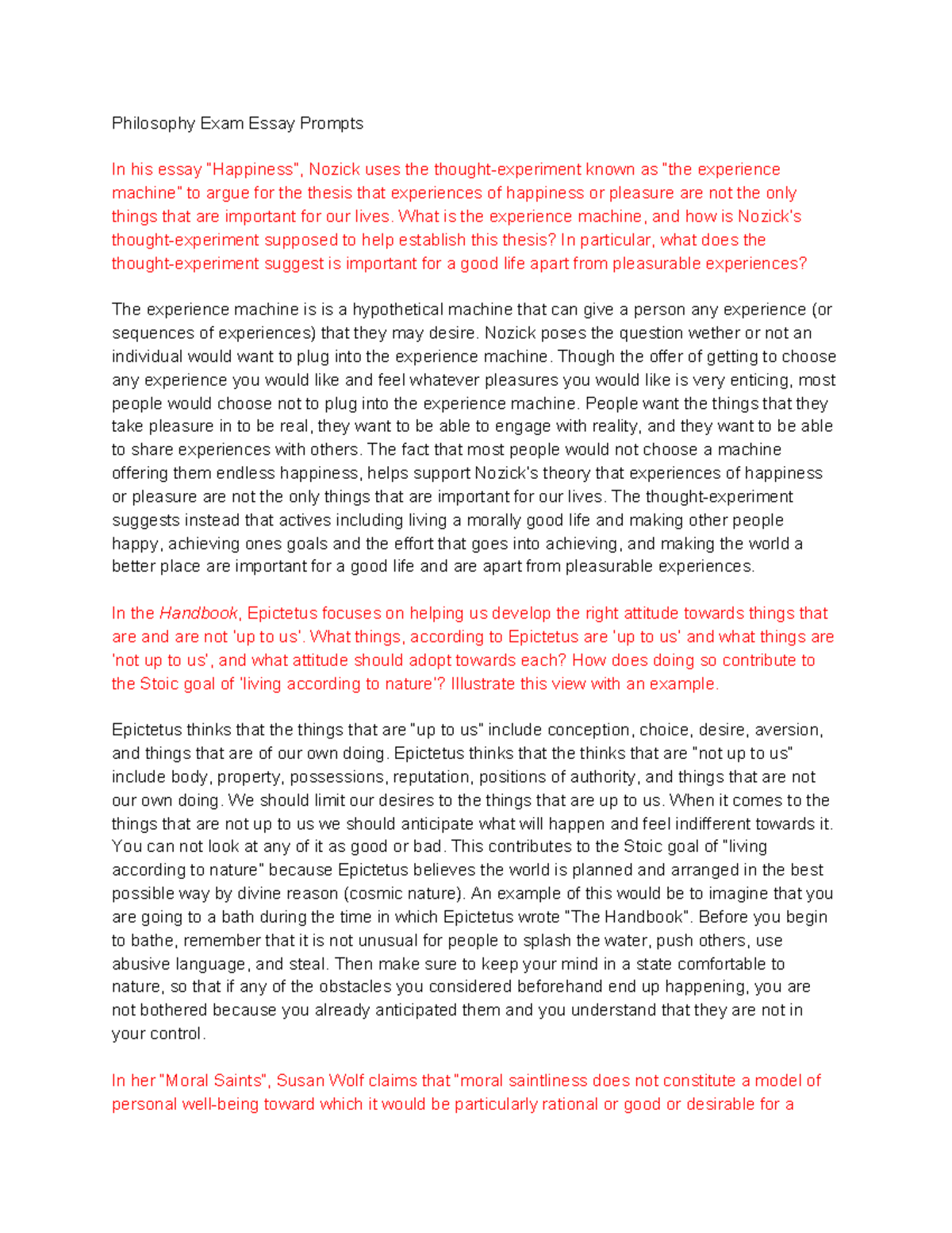 Philosophy 197 Exam Essay Prompts - Philosophy Exam Essay Prompts In ...