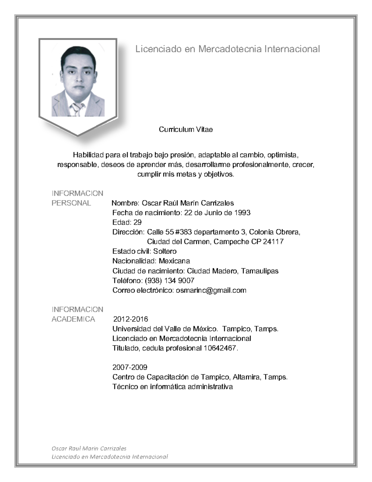 CV Oscar R Marin 2023 1 - ALGO PARA APRENDER DE MANERA BREVE - Oscar ...
