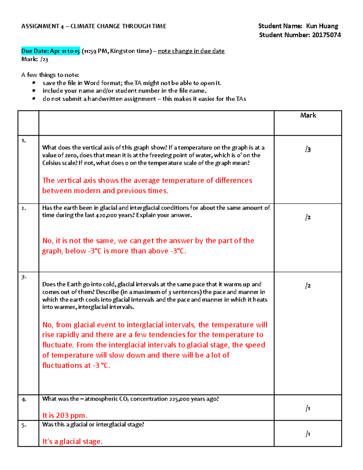 GEOL 106 Winter 2021 Assignment 4 - Climate Change Through Time Answer ...