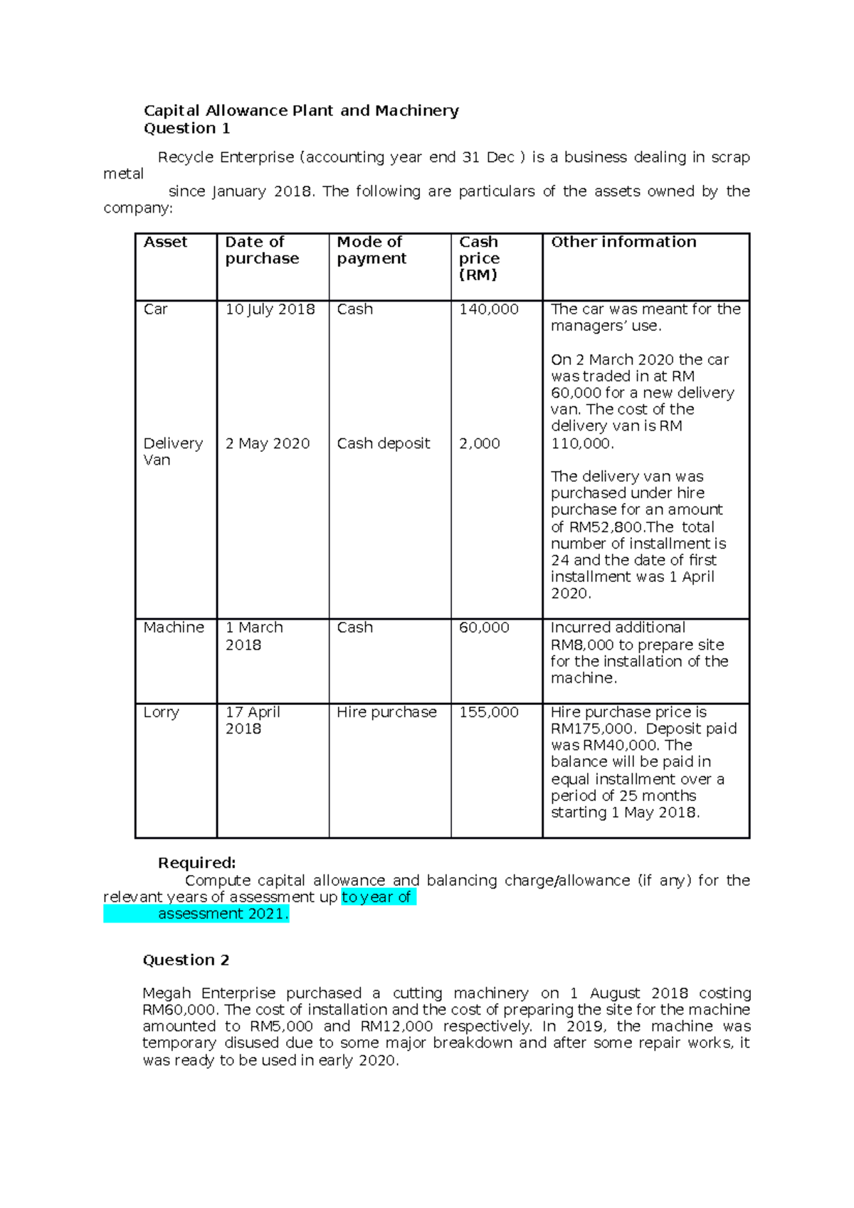 Capital Allowance Plant and Machinery - Capital Allowance Plant and ...