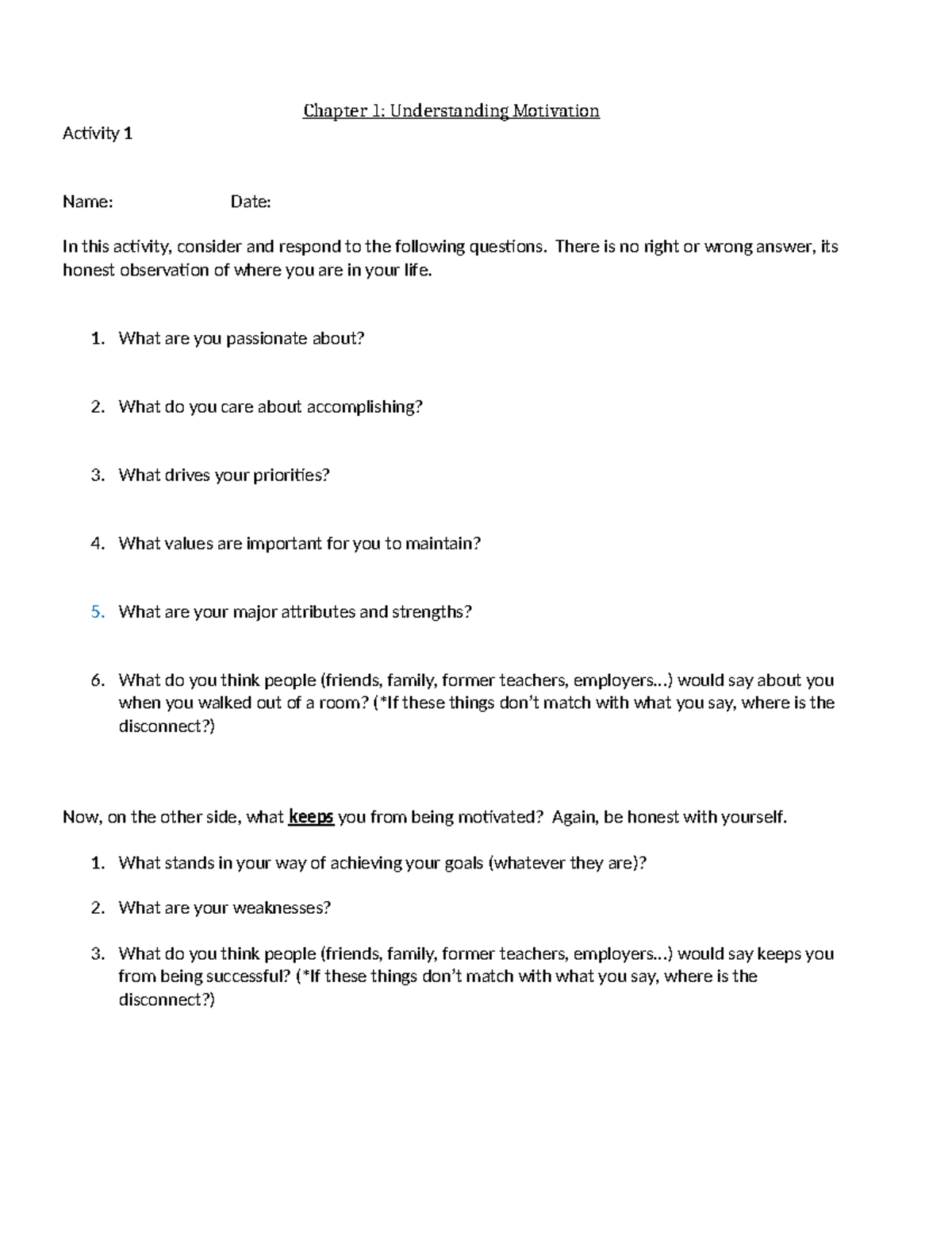 Chapter 1 Activity 1 Fillable - Chapter 1: Understanding Motivation ...