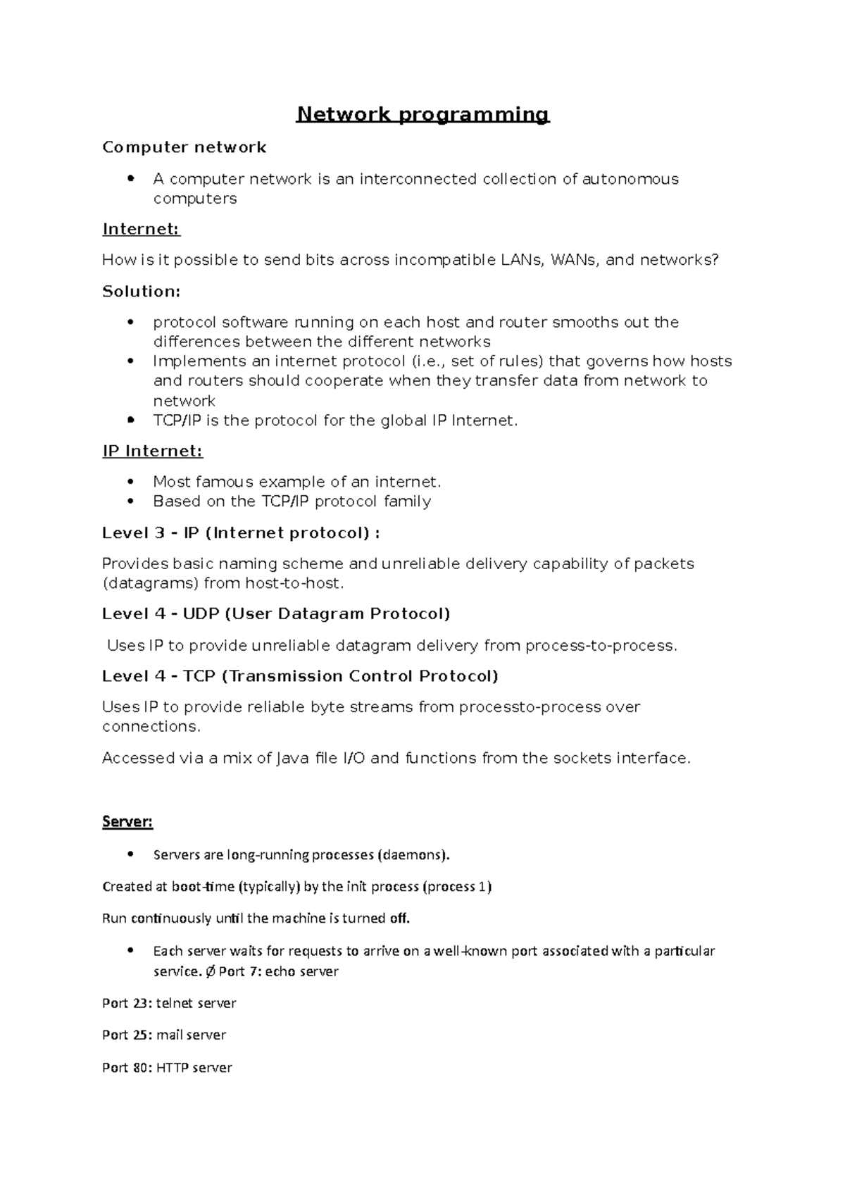 Network programming - Lecture notes 2 - Network programming Computer ...