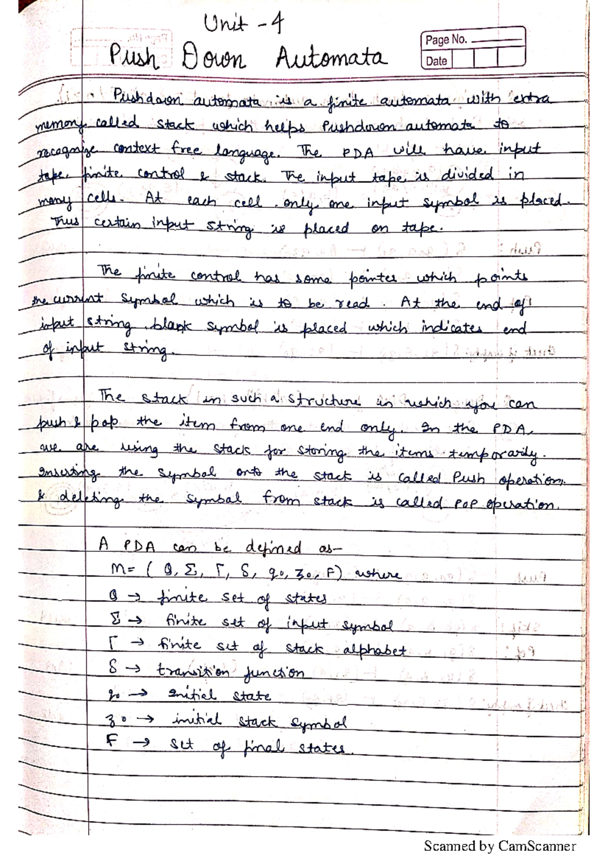 Unit 4,5 - TAFL notes AKTU - Automata And Formal Languages - Studocu