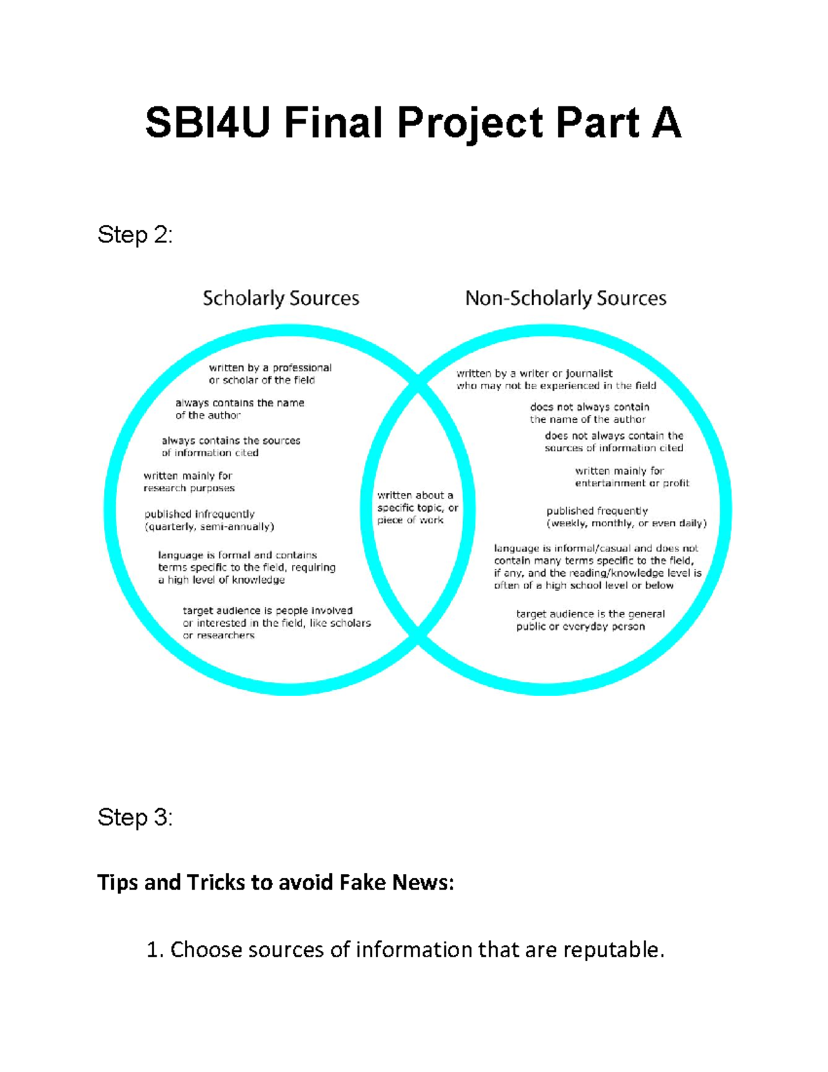Final Project Part A - SBI4U Final Project Part A Step 2: Step 3: Tips and Tricks to avoid Fake ...