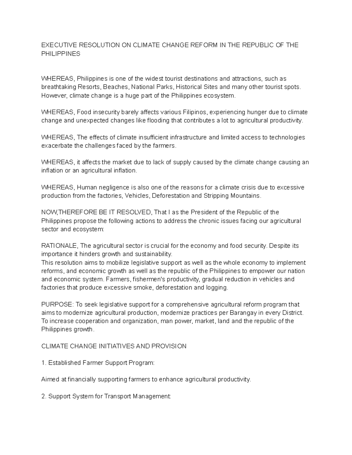 Untitled document - just a template - EXECUTIVE RESOLUTION ON CLIMATE ...