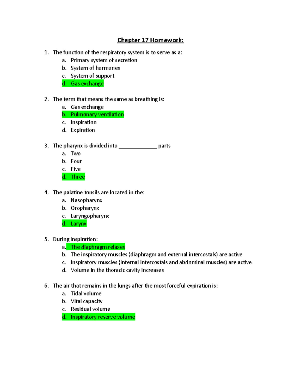 Ch17ap - homework - Chapter 17 Homework: The function of the ...
