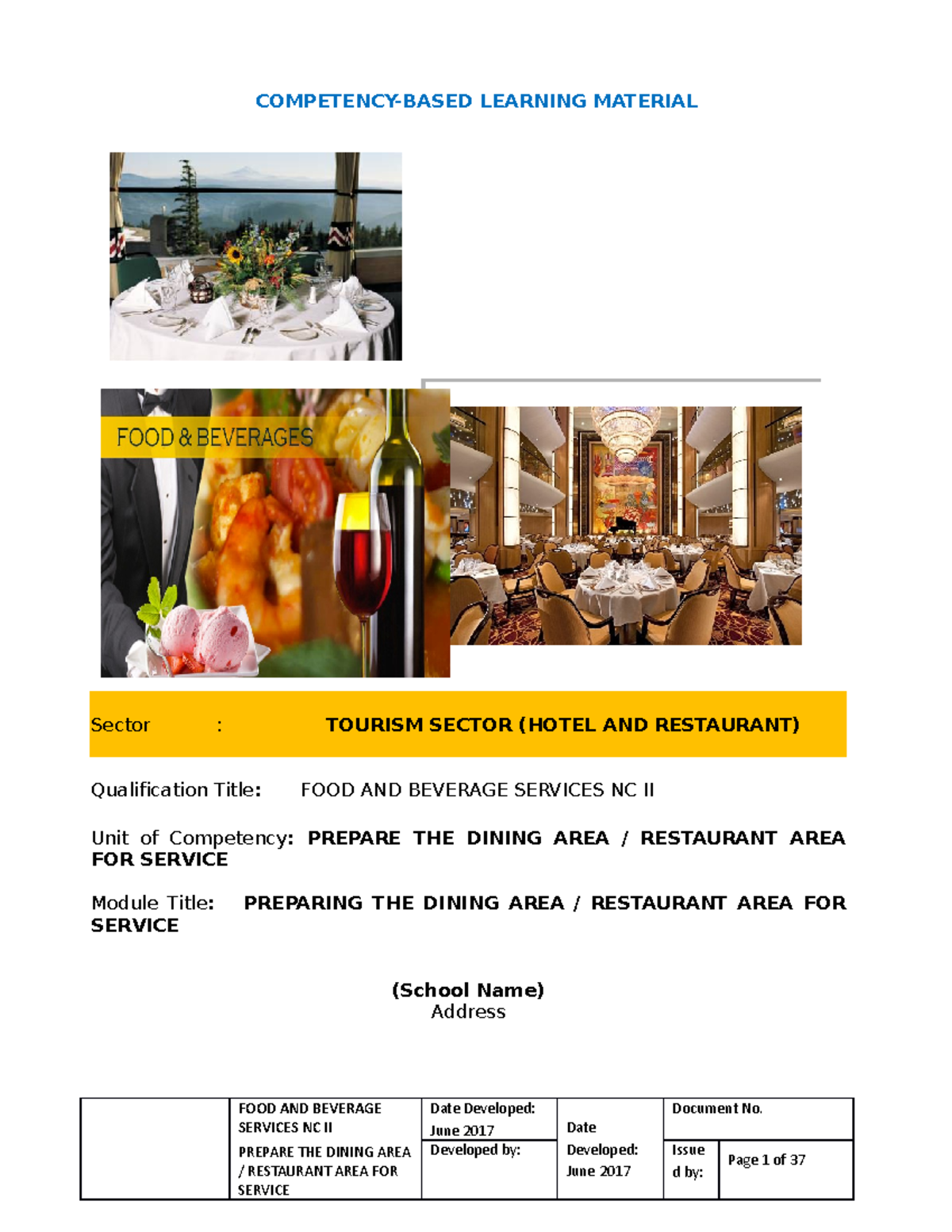 CBLM FBS NC II - ahha - COMPETENCY-BASED LEARNING MATERIAL Sector ...