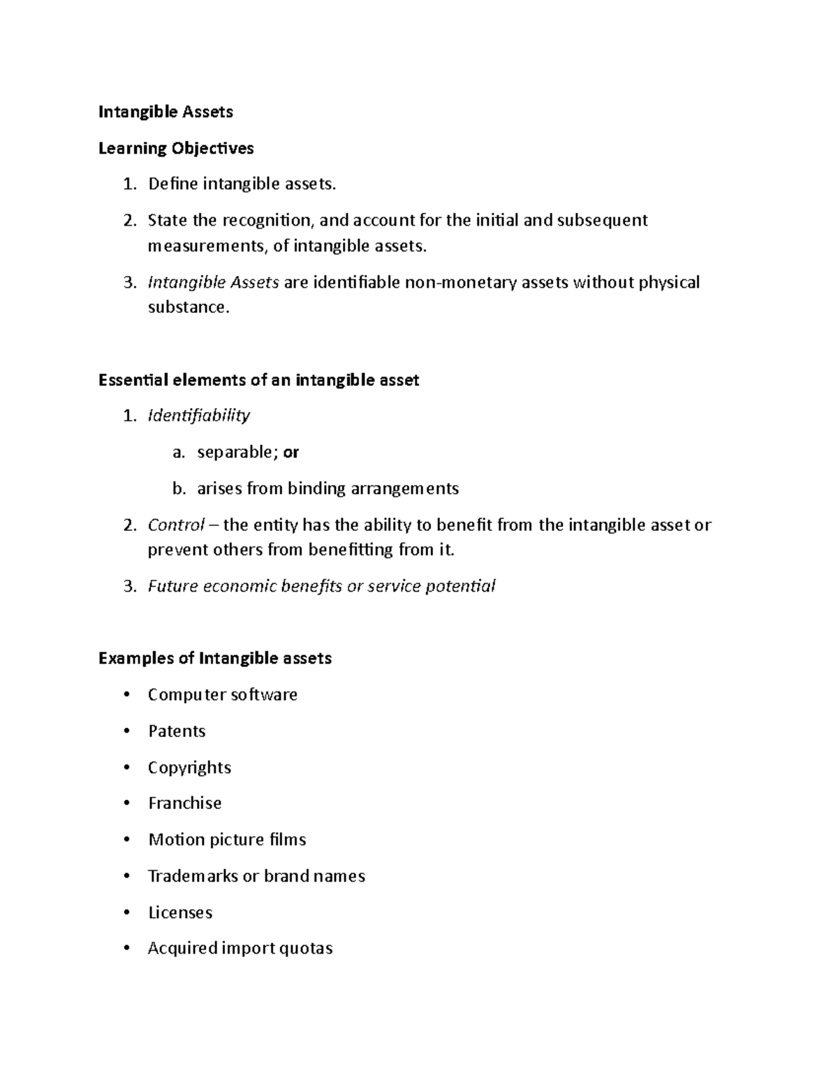 Intangible Assets (GACC) - 4 - Intangible Assets Learning Objectives ...