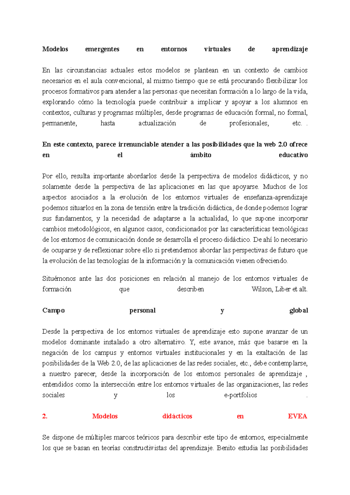 Resumen Modelos emergentes en entornos virtuales de aprendizaje ...