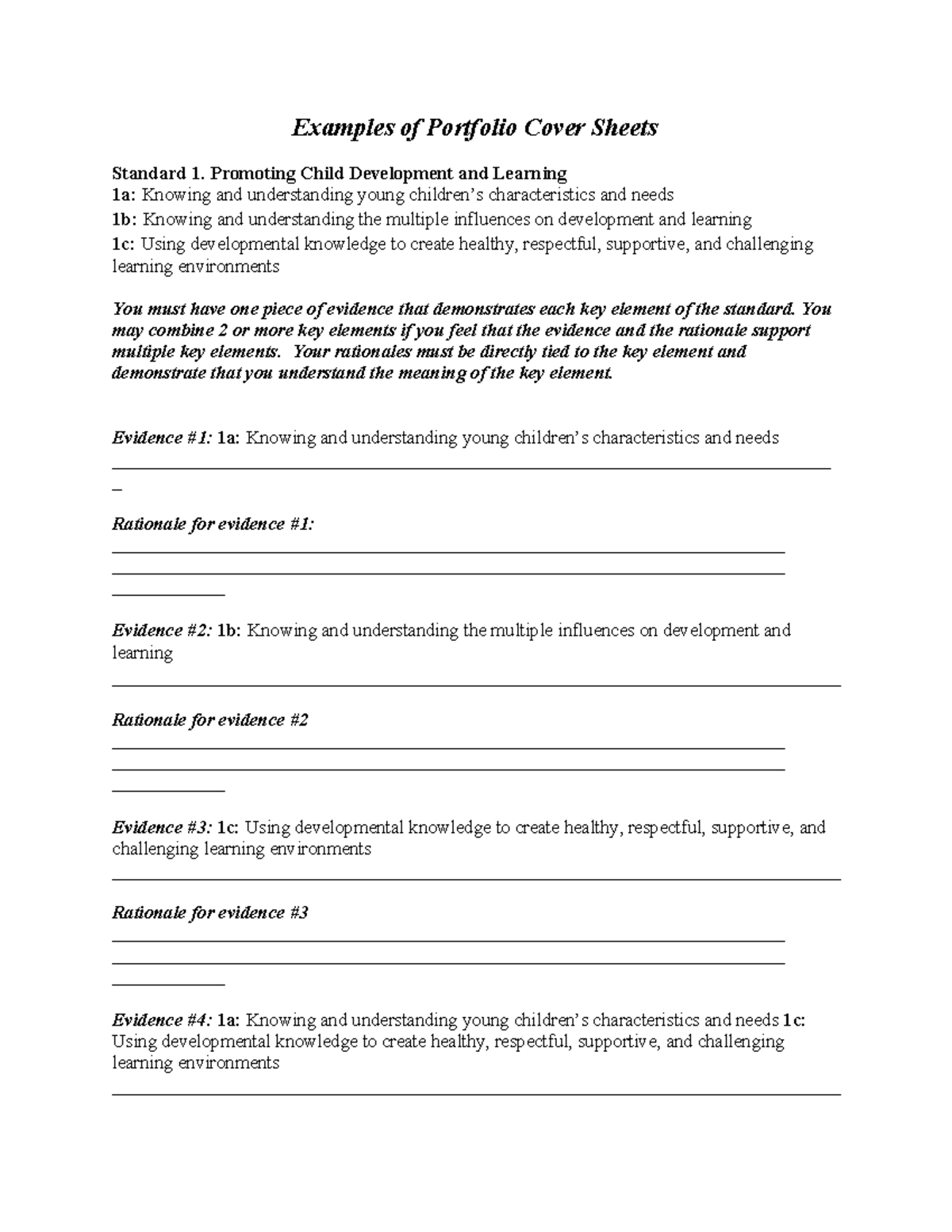 Examples of Portfolio cover sheets - Examples of Portfolio Cover Sheets ...