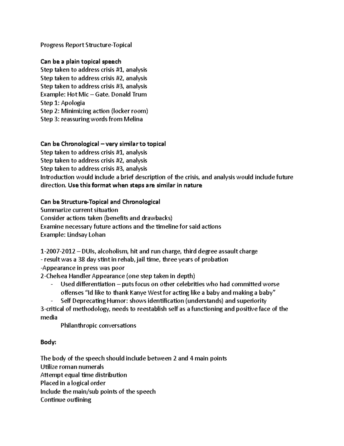 Progress Report Structure - Progress Report Structure-Topical Can be a ...
