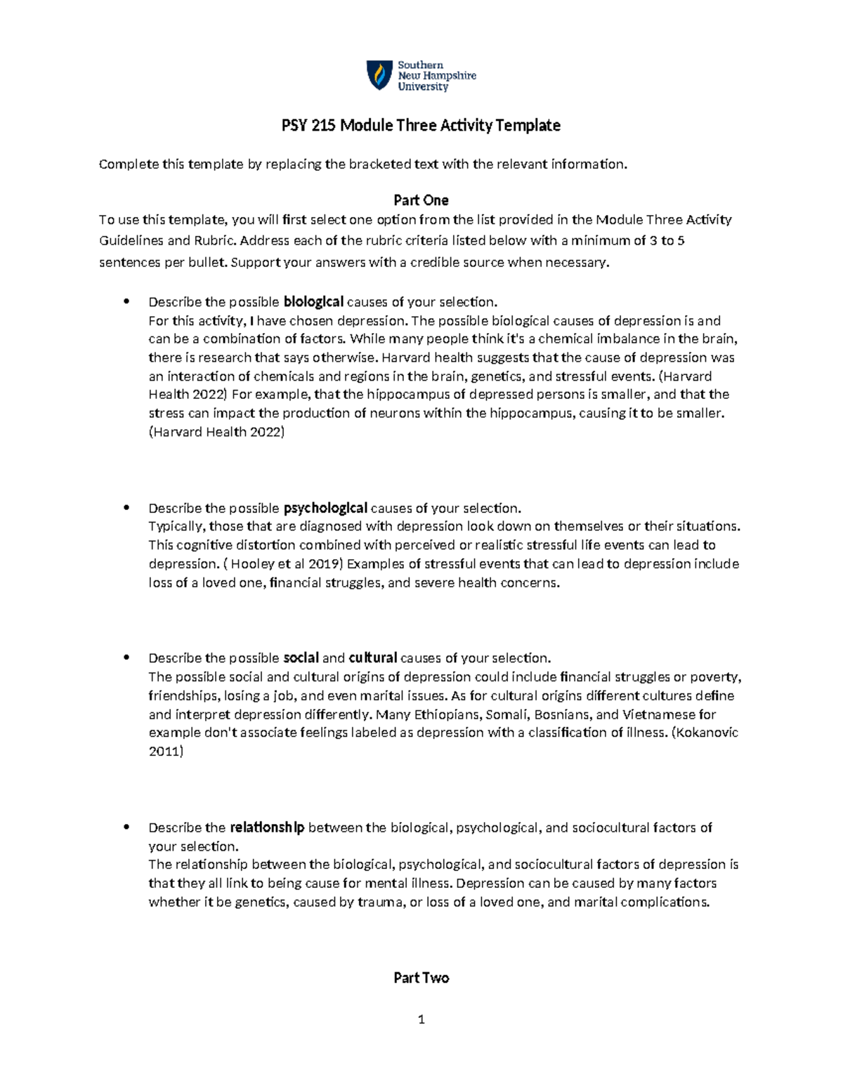 PSY 215 Module Three Activity Template - PSY 215 Module Three Activity ...