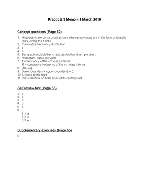 Practical 9 Memo (12) - Practical 9 Memo By using the data in the table below, calculate for ...